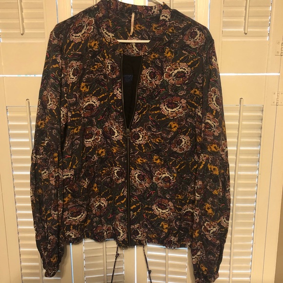 Free People | Jackets & Coats | Free People Printed Bell Sleeve Bomber ...
